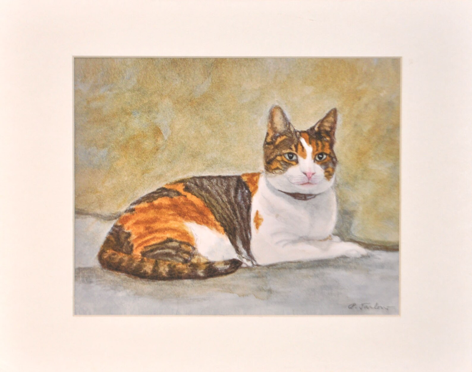 Calico Cat Art Print, Ginger, White, Calicotabby Cat, Cat Watercolor ...