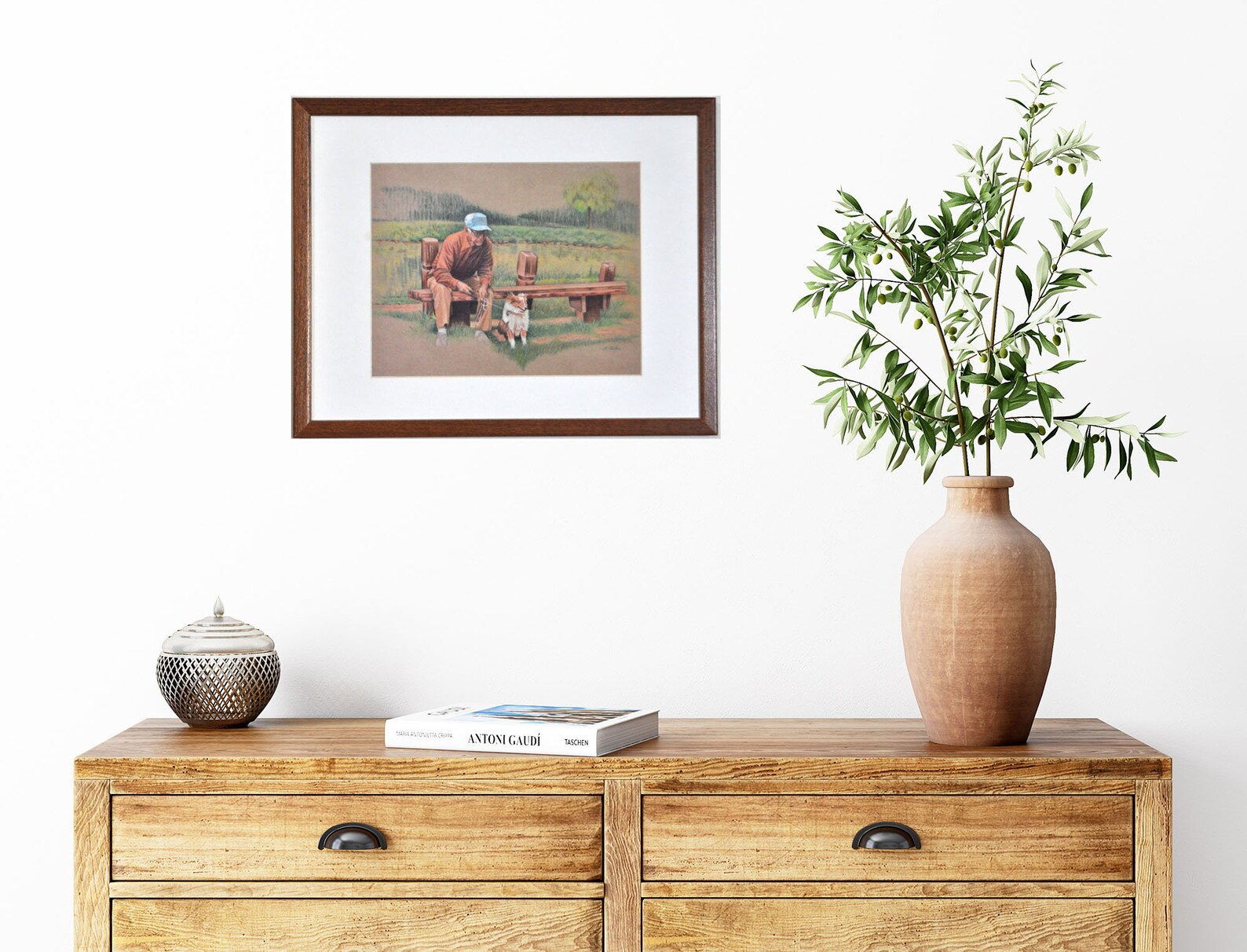 Old Man and Dog in Park Art Man and Dog Art Print Old Man - Etsy