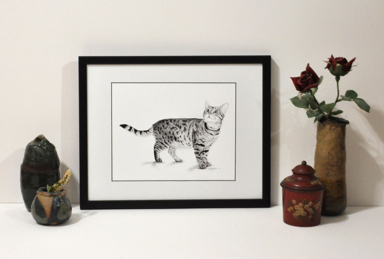 Cat Drawing Print Tabby Cat Art Tabby Cat Drawing Cat Art | Etsy