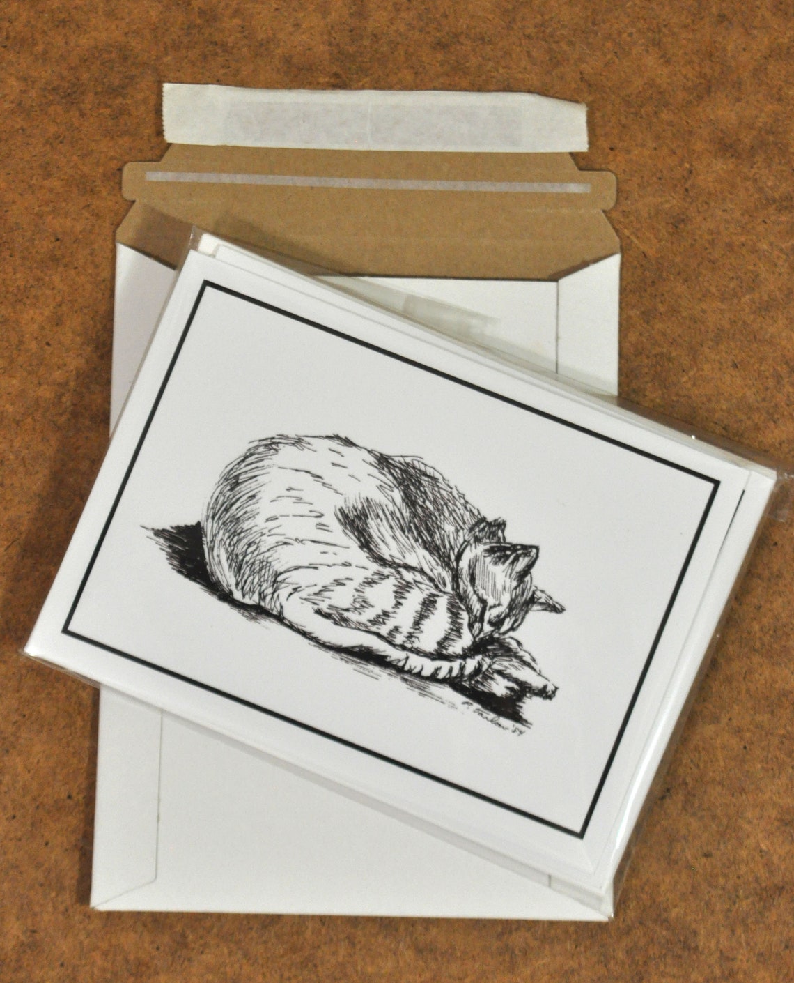 Tabby Cat Pen and Ink Notecards Cat Greeting Cards Set of 4 | Etsy