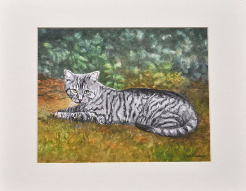 Tabby Cat Art Print Tabby Cat Watercolor Tiger Striped Tabby | Etsy