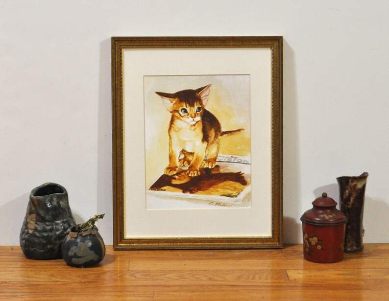 Cute Kitten, Abyssinian Cat Art Print, Abyssinian Kitten Art, Aby Cat ...