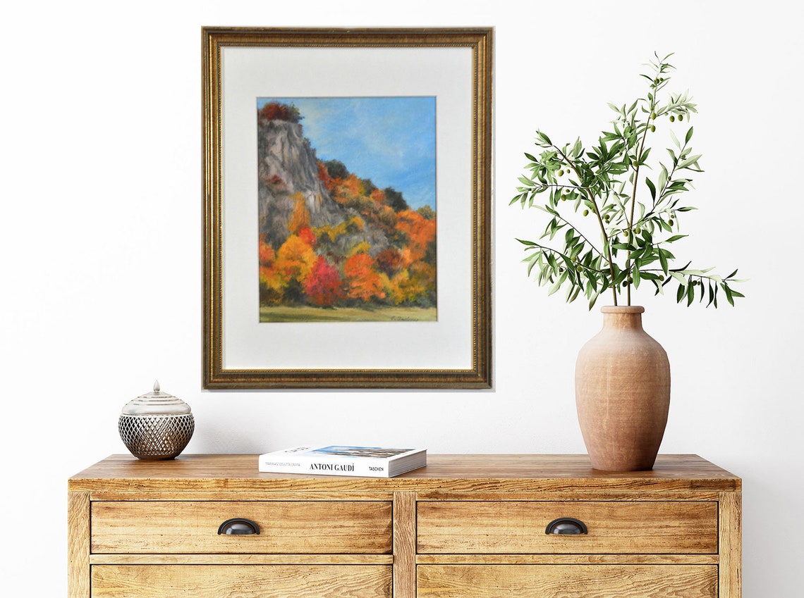 Hook Mountain Fall Landscape Art Print, Nyack, NY, Autumn Oil Painting ...