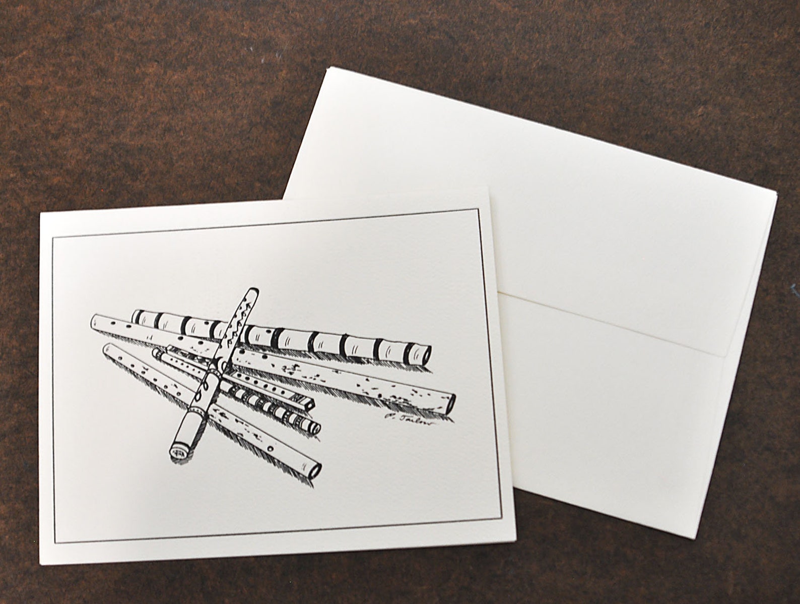 Pen and Ink Music Notecards Reed Flute Cards Set of 4 Blank - Etsy