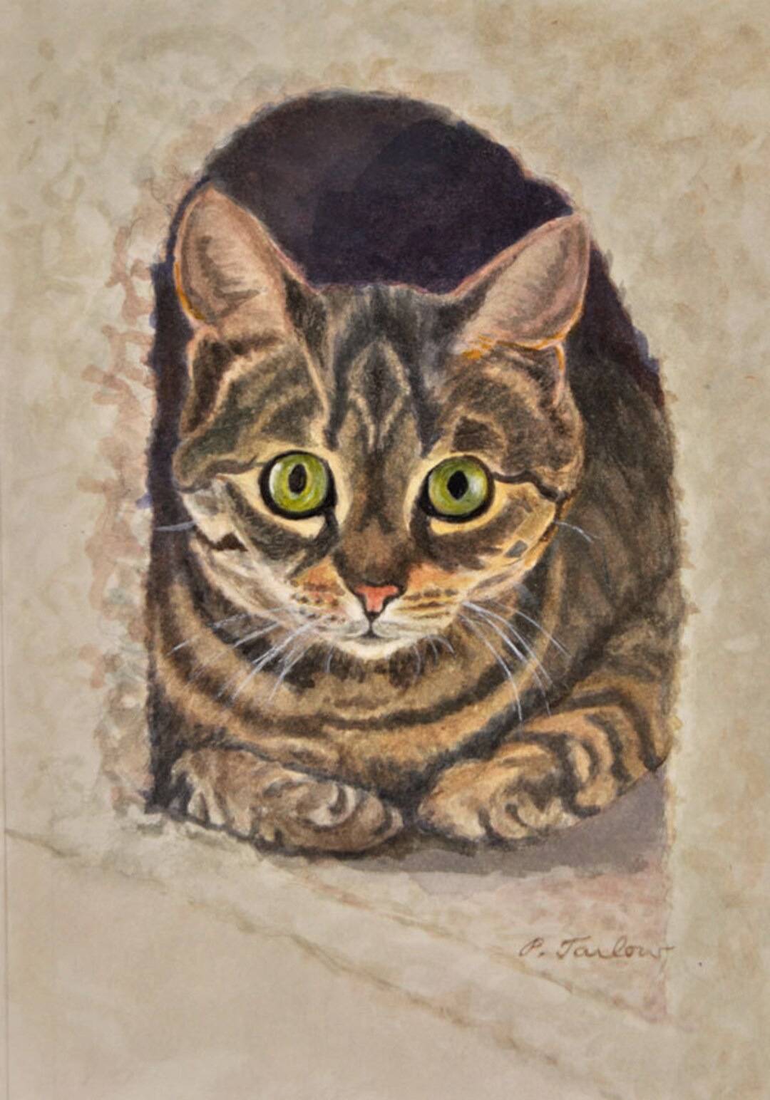 Tabby Cat in Den Art Print, Tabby Watercolor Print, Cat Wall Art, Cat ...