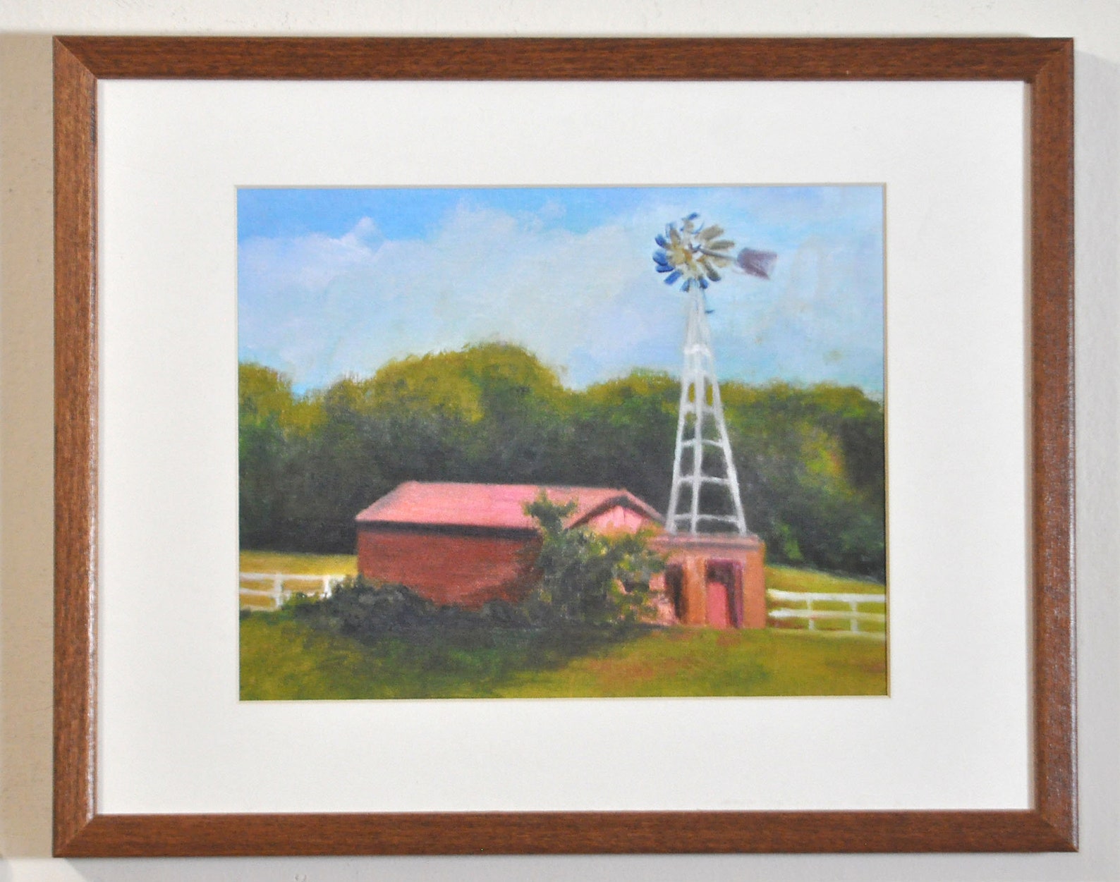Red Barn and Windmill Art Print Summertime Farm Landscape | Etsy