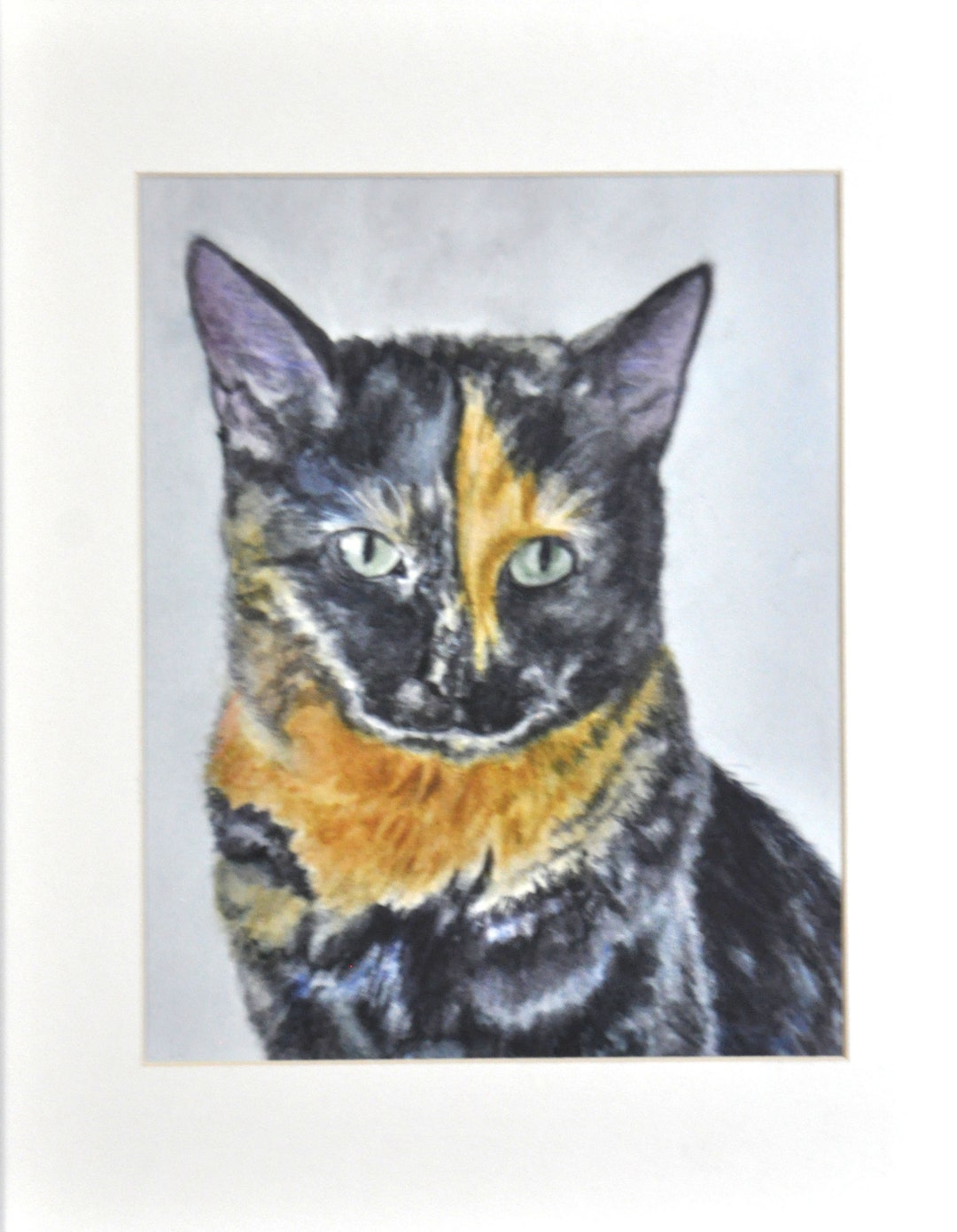 Tortie Cat Art Print, Tortoiseshell Cat Watercolor, Tortie Cat Portrait ...