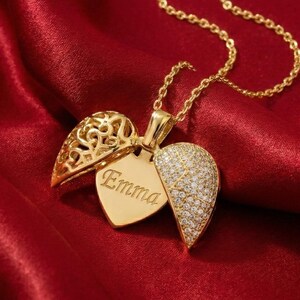 Custom Angel Wing Locket Necklace • Personalized Secret Name Heart ...