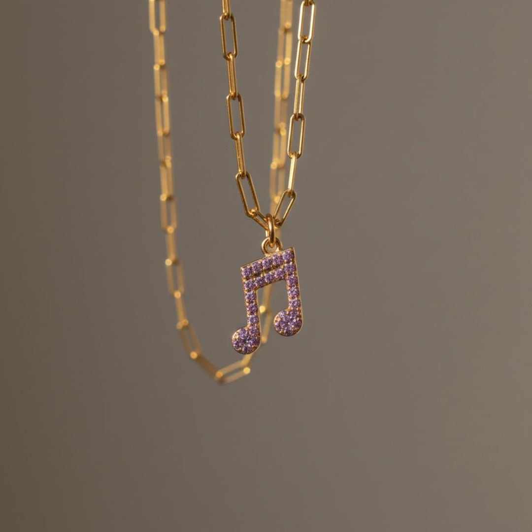 Dainty Gold Music Note Necklace, Minimalist Pendant, Dainty Necklace ...