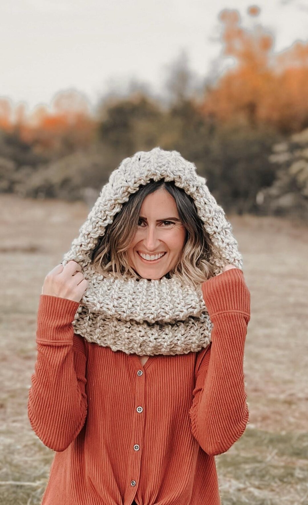 The Oversized Cowl - Hooded Cowl - Knitted Chunky Cowl Scarf Wrap Multi ...