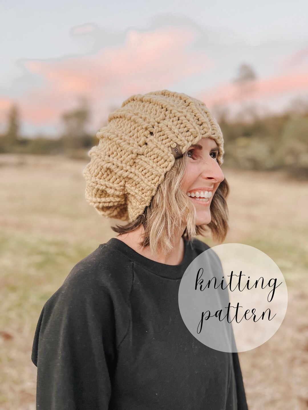 The Beret - PDF KNITTING PATTERN Slouchy Beanie Chunky Beret Baggy Hat ...
