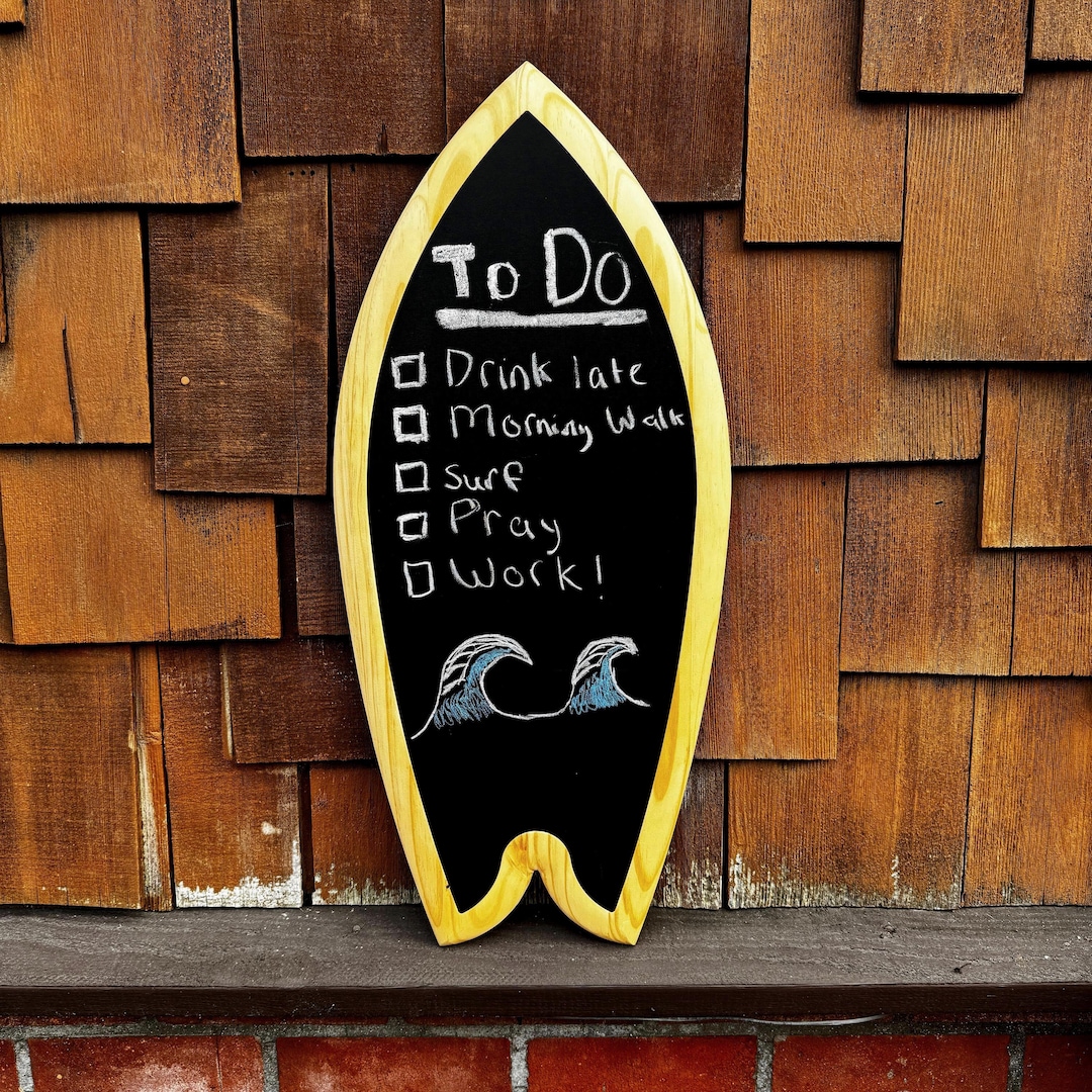 Handcrafted Surfboard Chalkboard, Coastal Wall Decor, Surfer Gift, Cafe ...