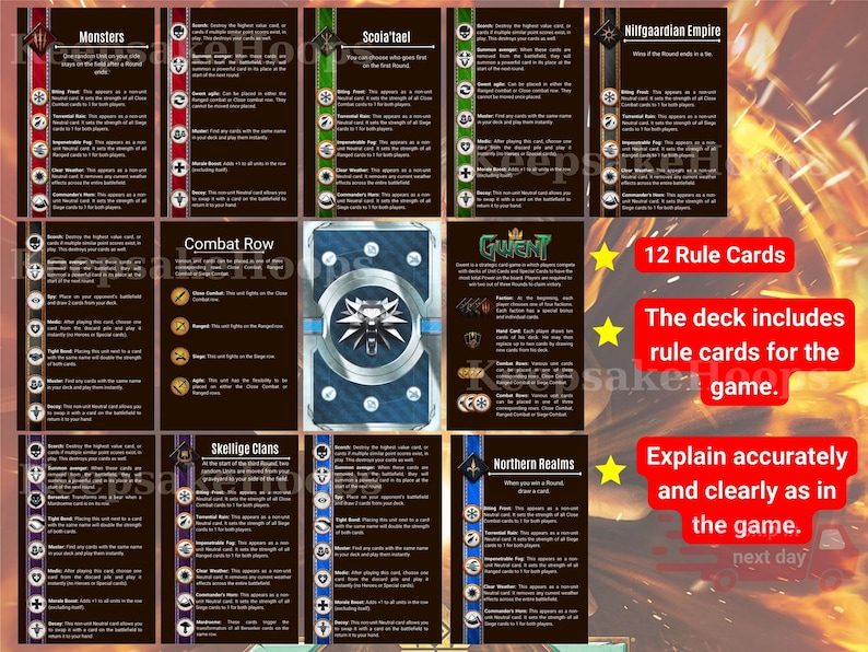Gwent Leather Cards • 527 Cards Box • All 5 Decks • Playmat & Map ...