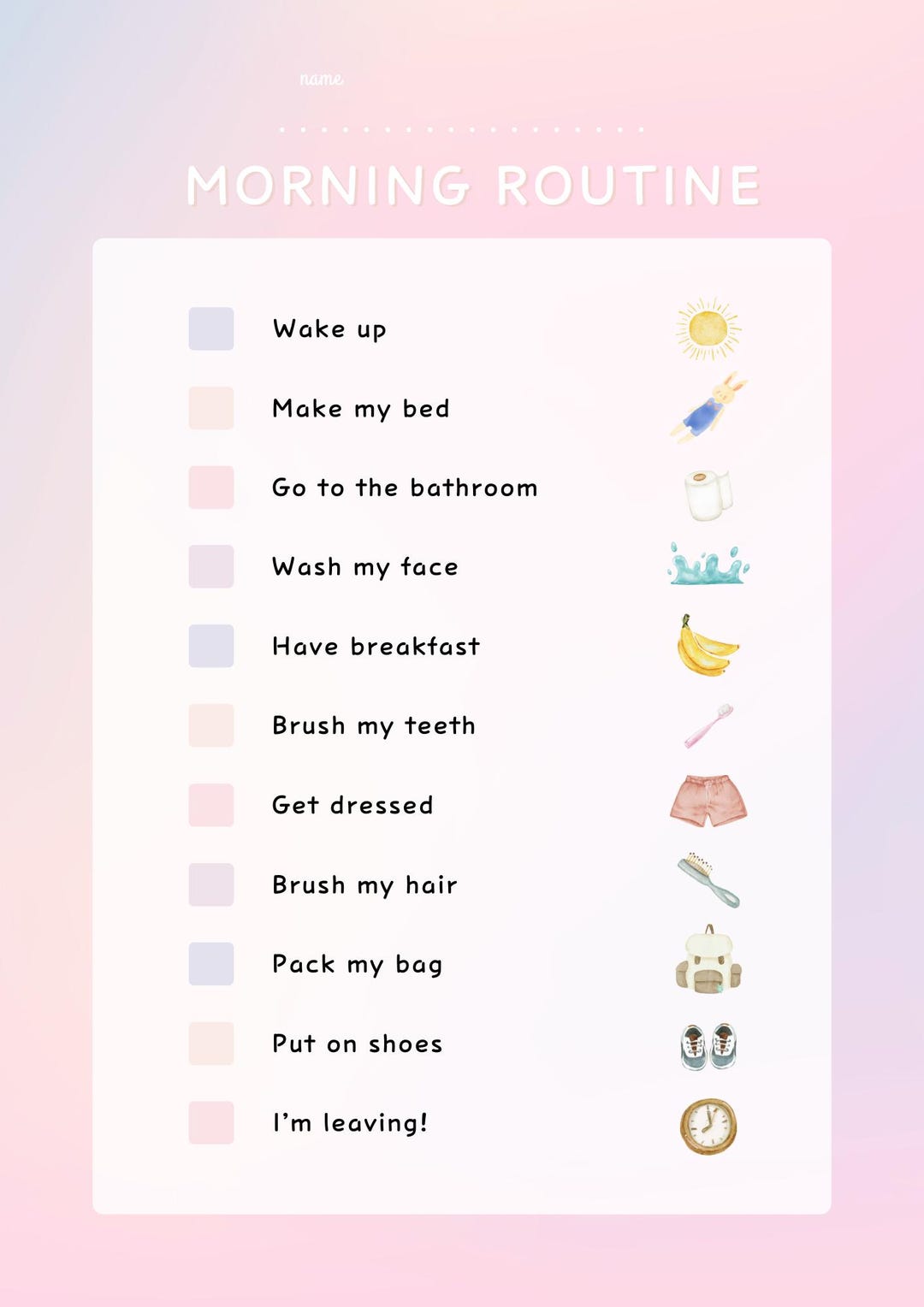 Kids Morning Routine Chart | Printable Checklist for Kids | Editable ...