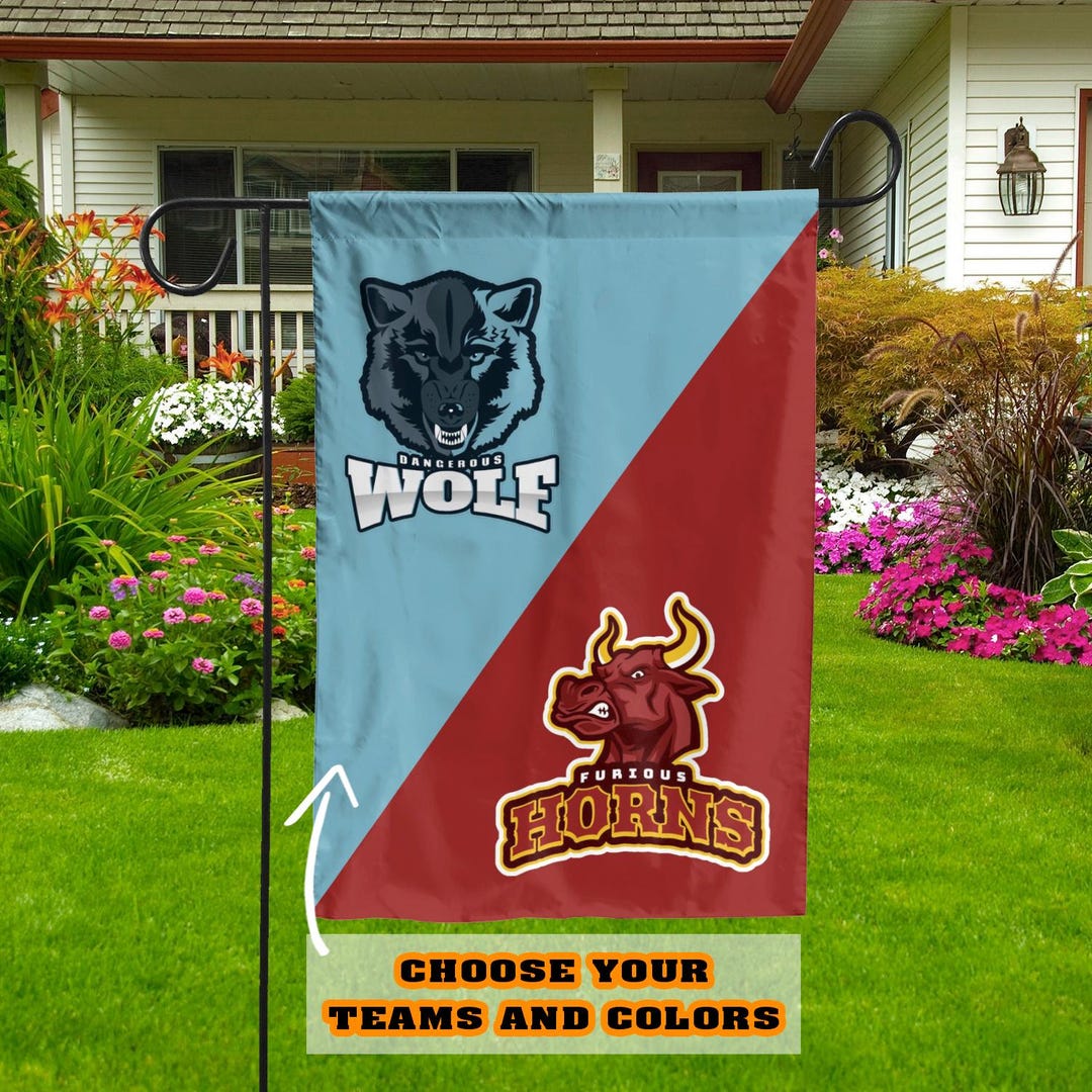 Custom Sport Team Garden Flag, House Divided Garden Flag, American ...