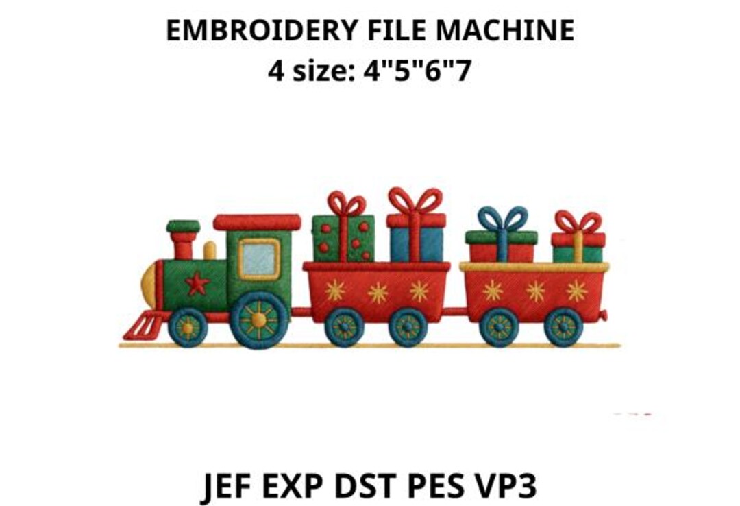 Christmas Train Embroidery Design - Digital File for Embroidery Machine ...