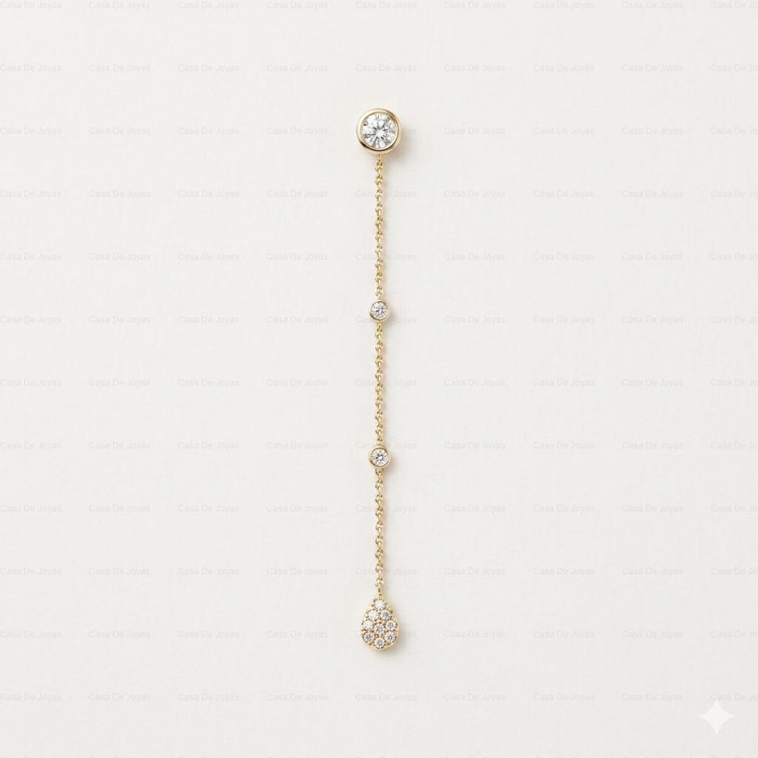 Tear Drop Dangle Earring Ear Stud Chain Jacket Front Back Ear Jacket ...