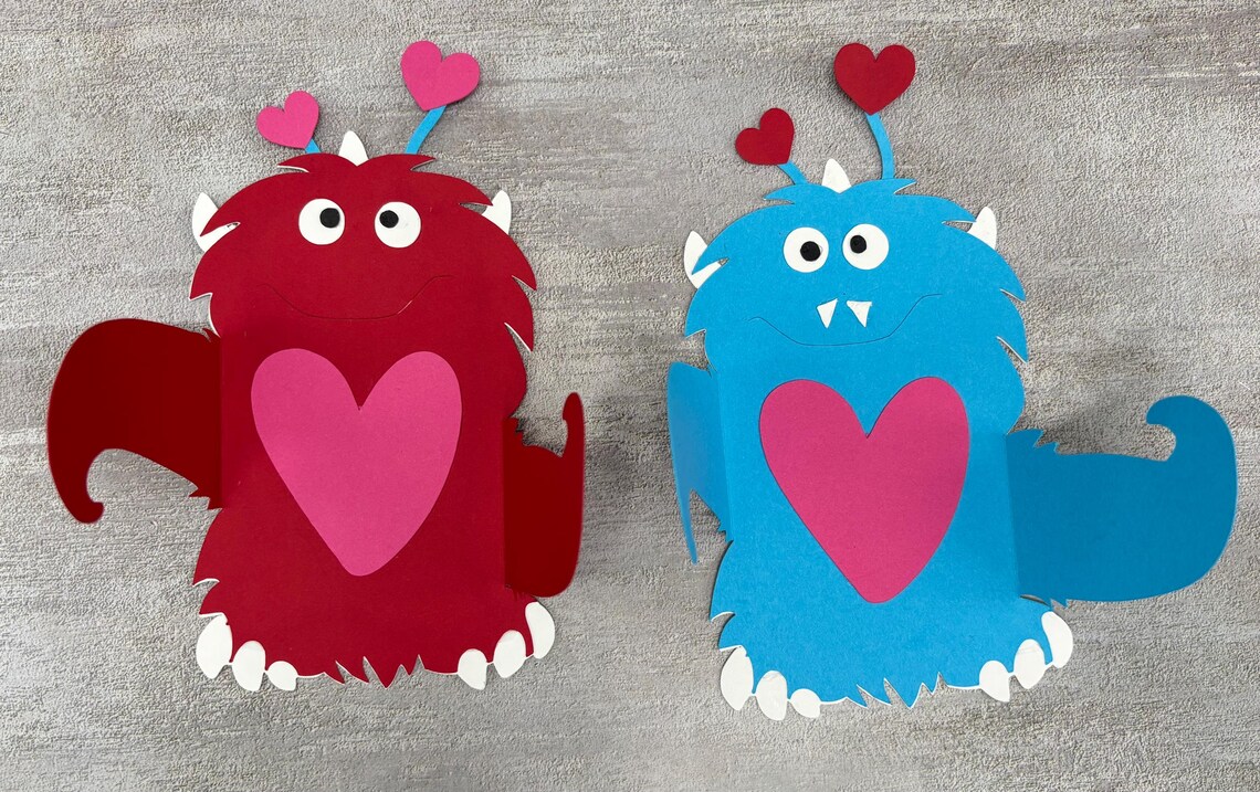 Love Monster Valentine Treat Card Kit - DIY Set of 10 - Etsy