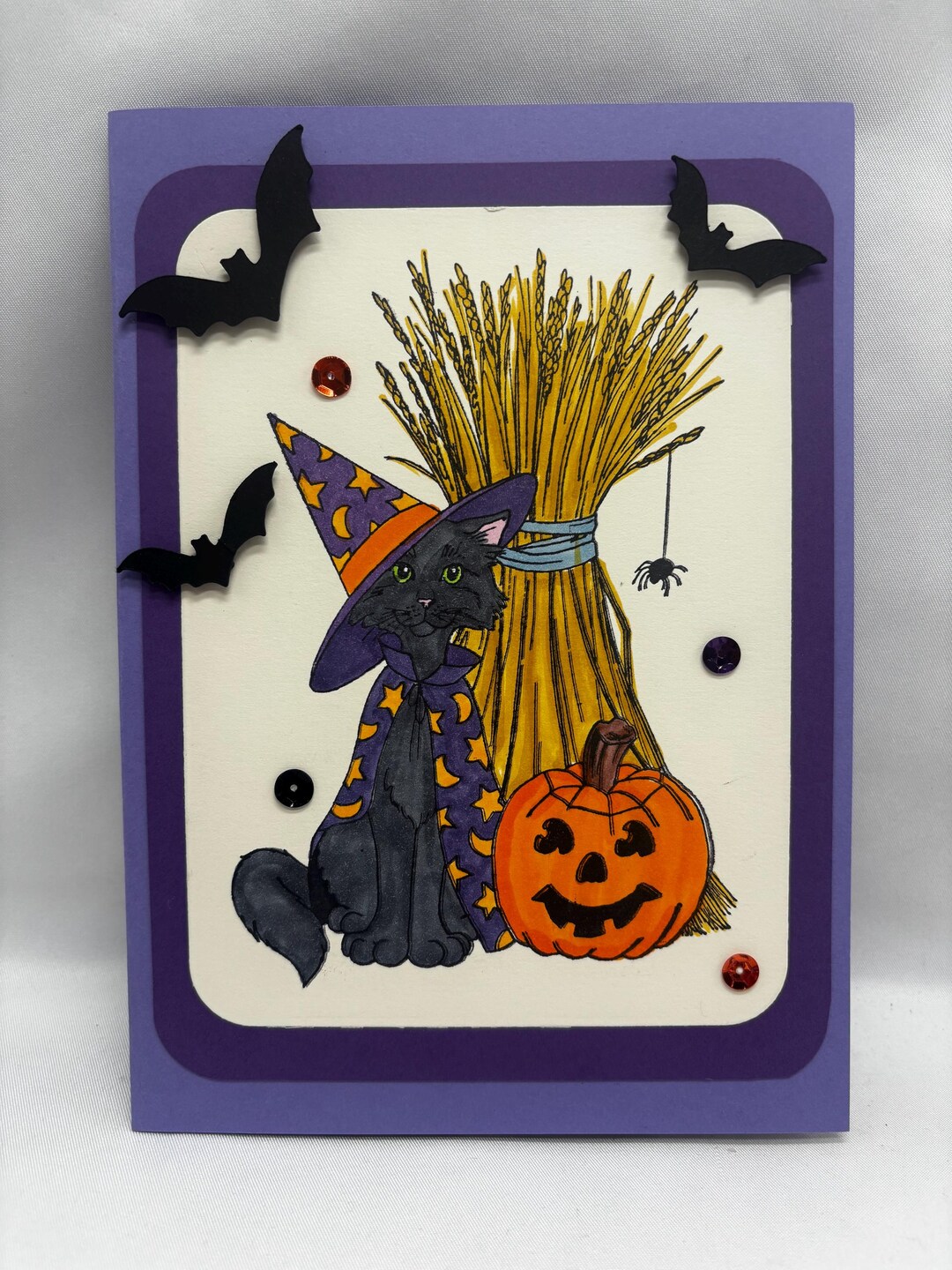Halloween Kitty Cat Card Kit: DIY Color & Create (4 Cards) - Etsy