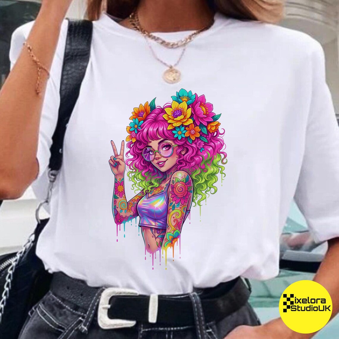 Colorful Girls PNG Bundle | Boho Aesthetic Women Clipart | Vaporwave ...