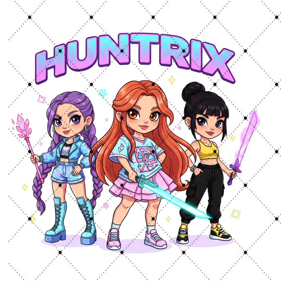 Huntrix Girls Digital Clipart – Chibi Magic Warriors PNG for Stickers ...