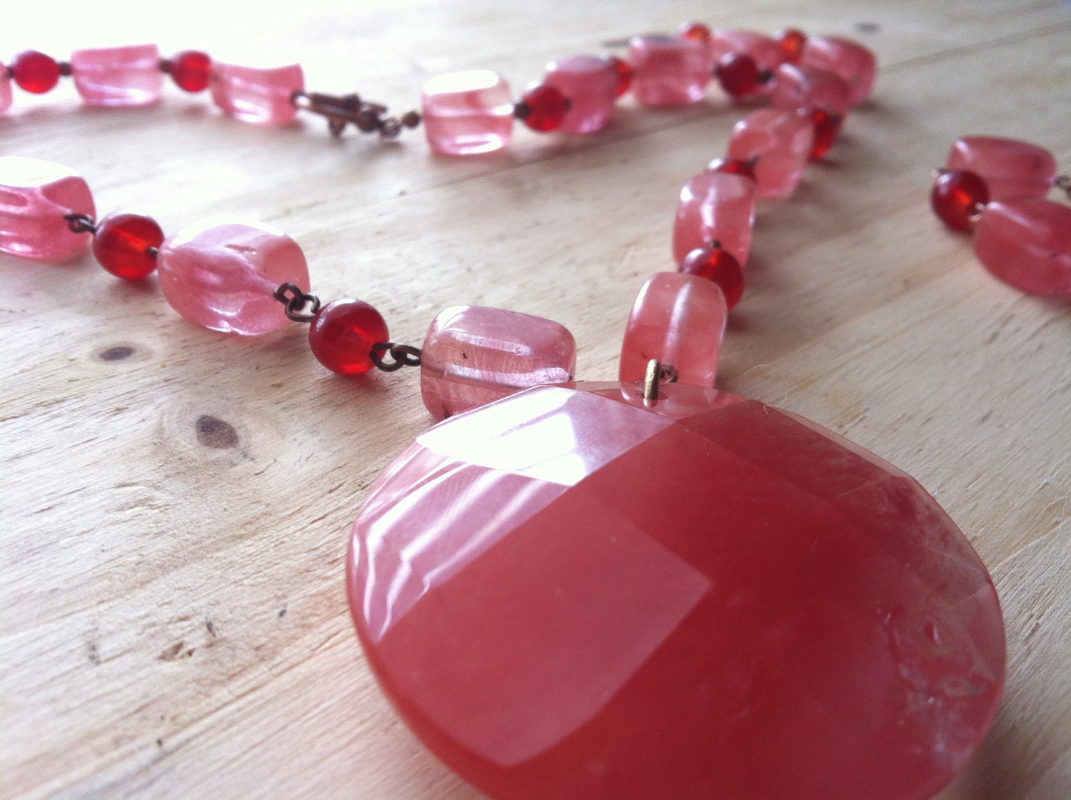 Sweetheart Cherry Quartz & Red Glass 3 Pc Set FREE SHIPPING - Etsy