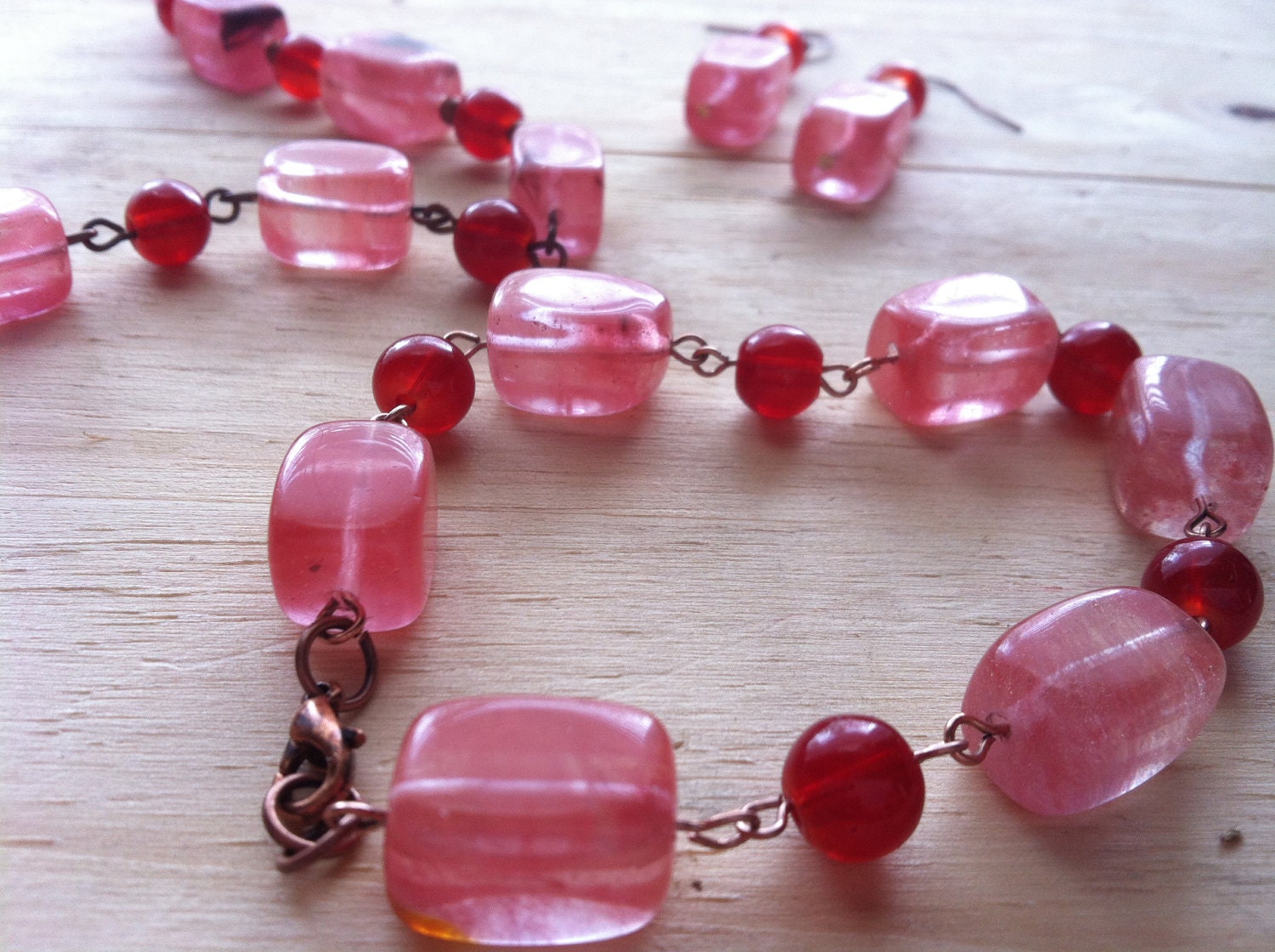 Sweetheart Cherry Quartz & Red Glass 3 Pc Set FREE SHIPPING - Etsy