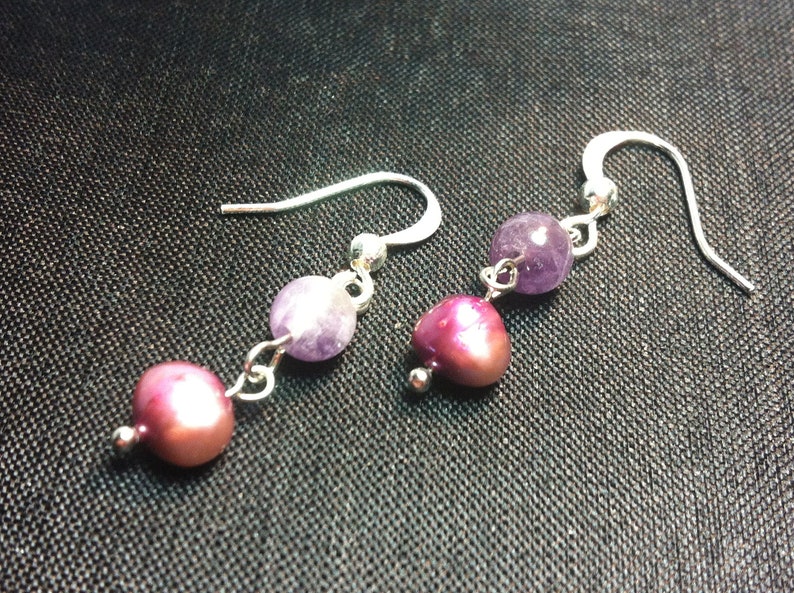Amethyst & Purple Freshwater Pearl Drops - Etsy