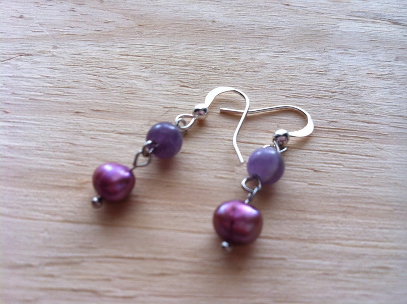 Amethyst & Purple Freshwater Pearl Drops - Etsy