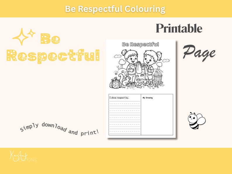 Be Respectful – Printable Colouring Page | Responsibility & Kindness ...