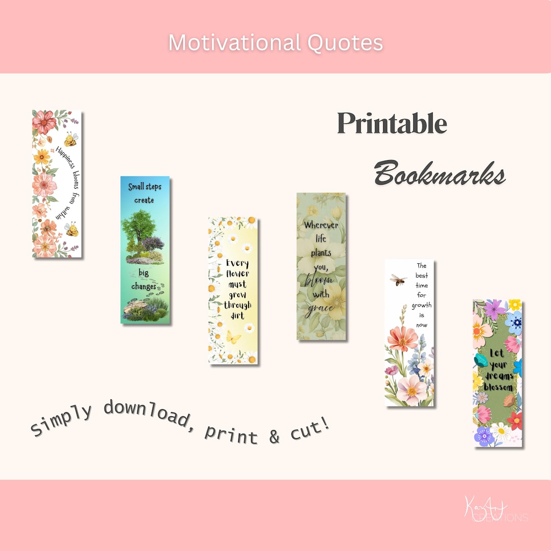 Motivational Quote Bookmarks: Printable Positivity, Spring Art (digital ...