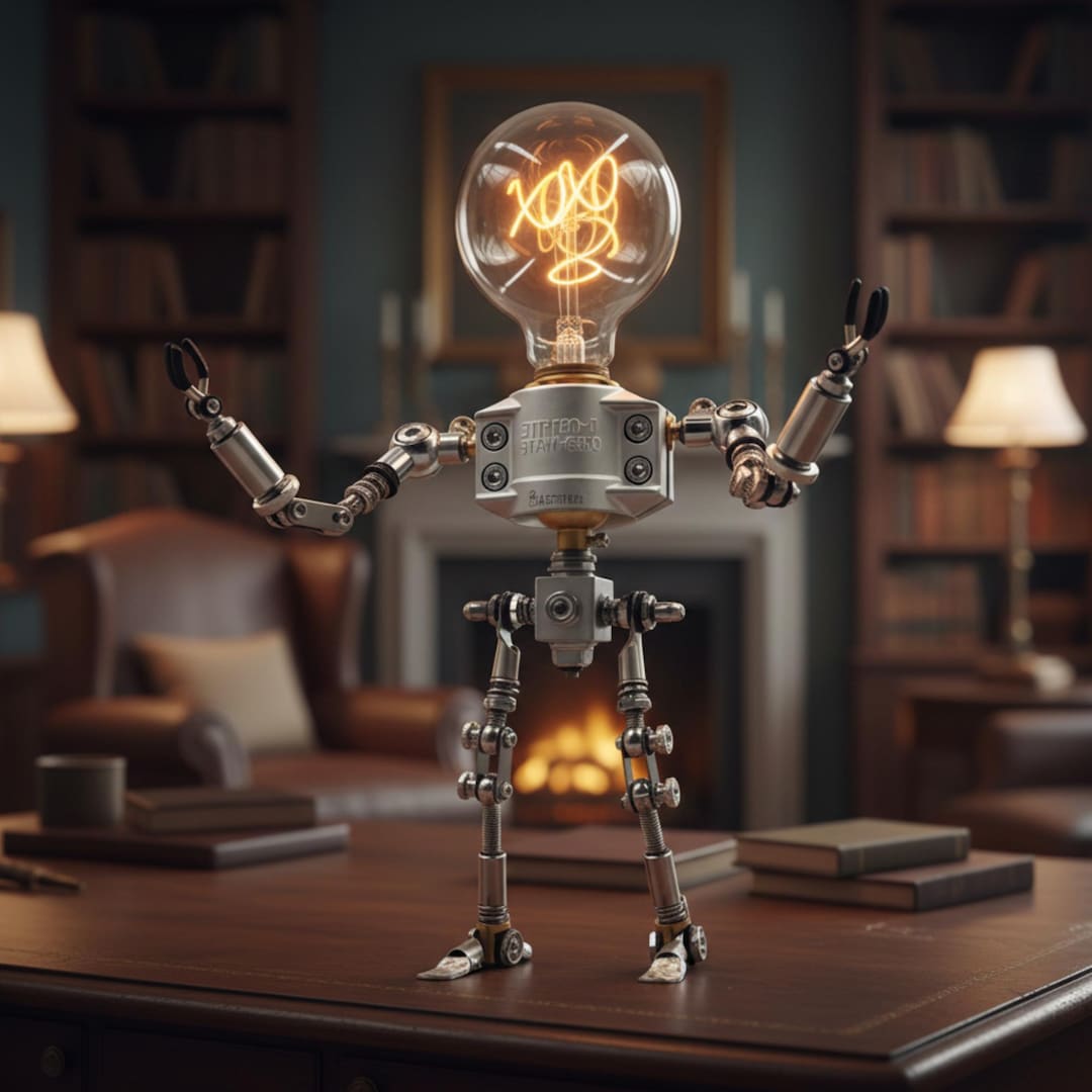 Lámpara de neón de robot de estilo industrial: lámpara de escritorio ...