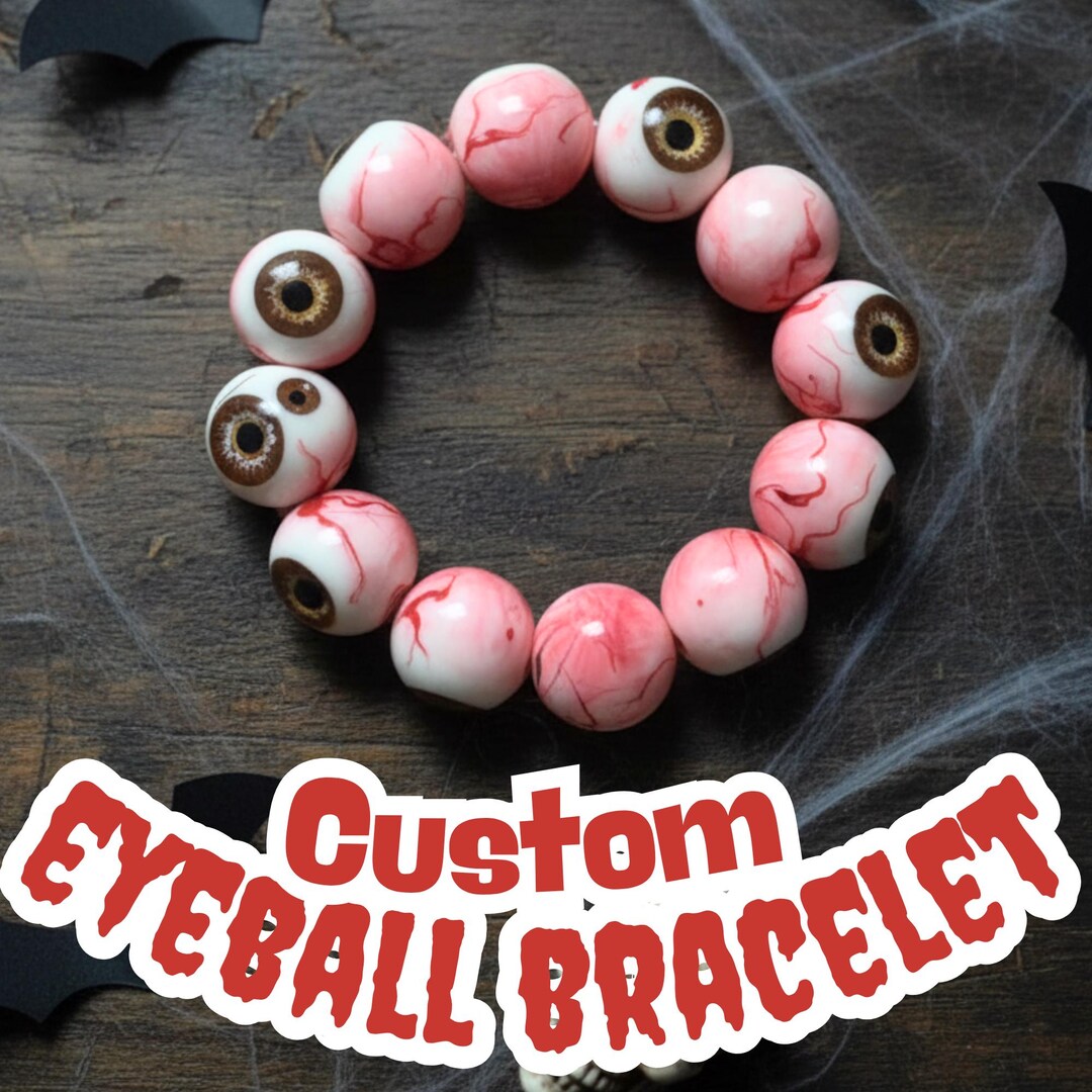 Custom Realistic Eyeball Bracelet Halloween Jewelry Spooky Resin Horror ...