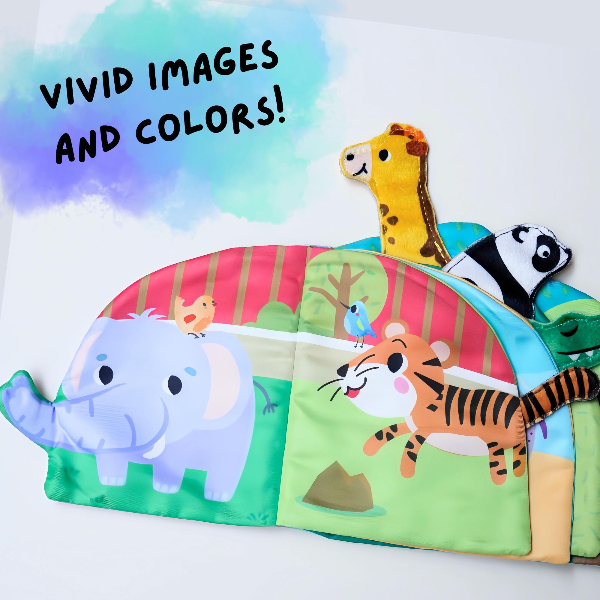 Zoo Themed 3D Sensory Cloth Book With Crinkle Sounds | Interactive ...