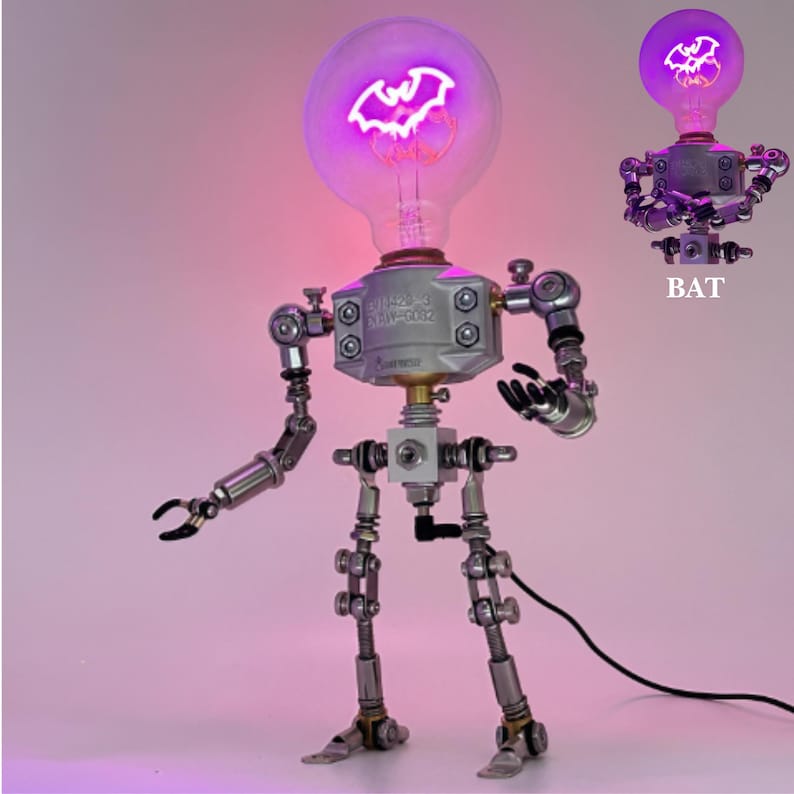 Lámpara de neón de robot de estilo industrial: lámpara de escritorio ...