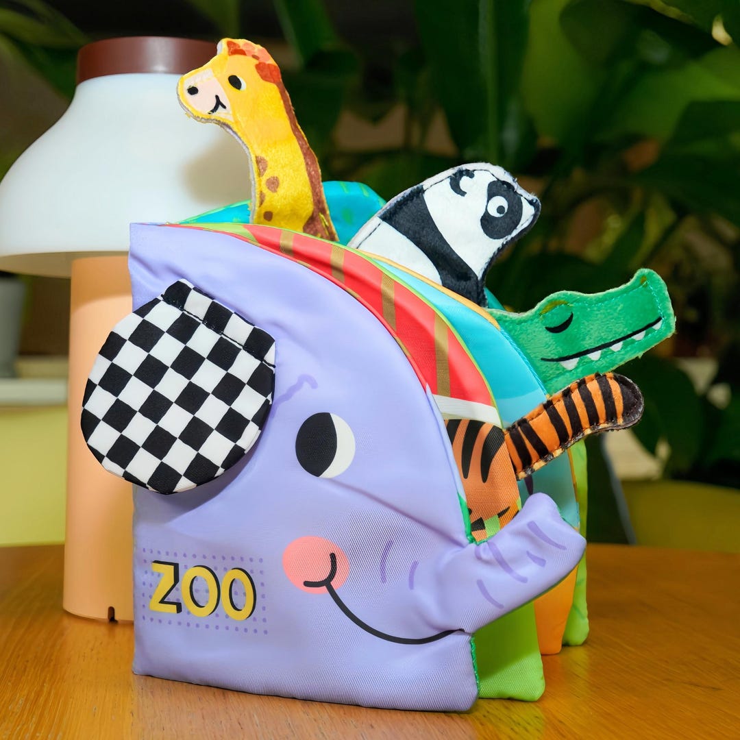 Zoo Themed 3D Sensory Cloth Book With Crinkle Sounds | Interactive ...