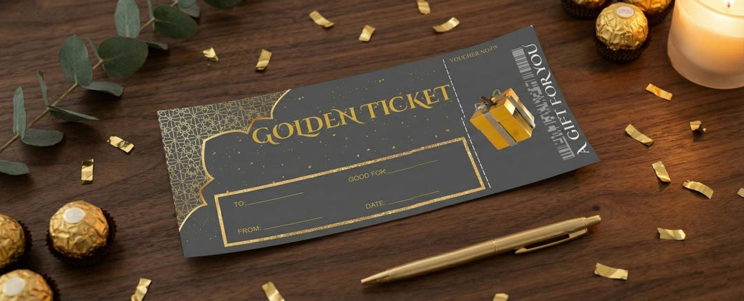 Printable Golden Ticket, Golden Card, Luxury Gift Voucher (PDF) - Etsy