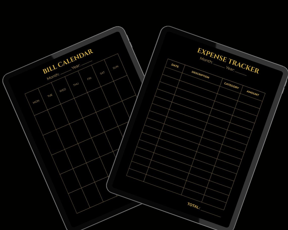 Executive Digital Budget Planner for iPad | Dark Mode Finance Tracker ...