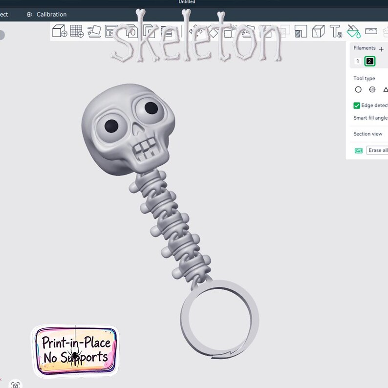 Flexi Skeleton Charm – Printable STL Keychain | Print-in-place, No ...