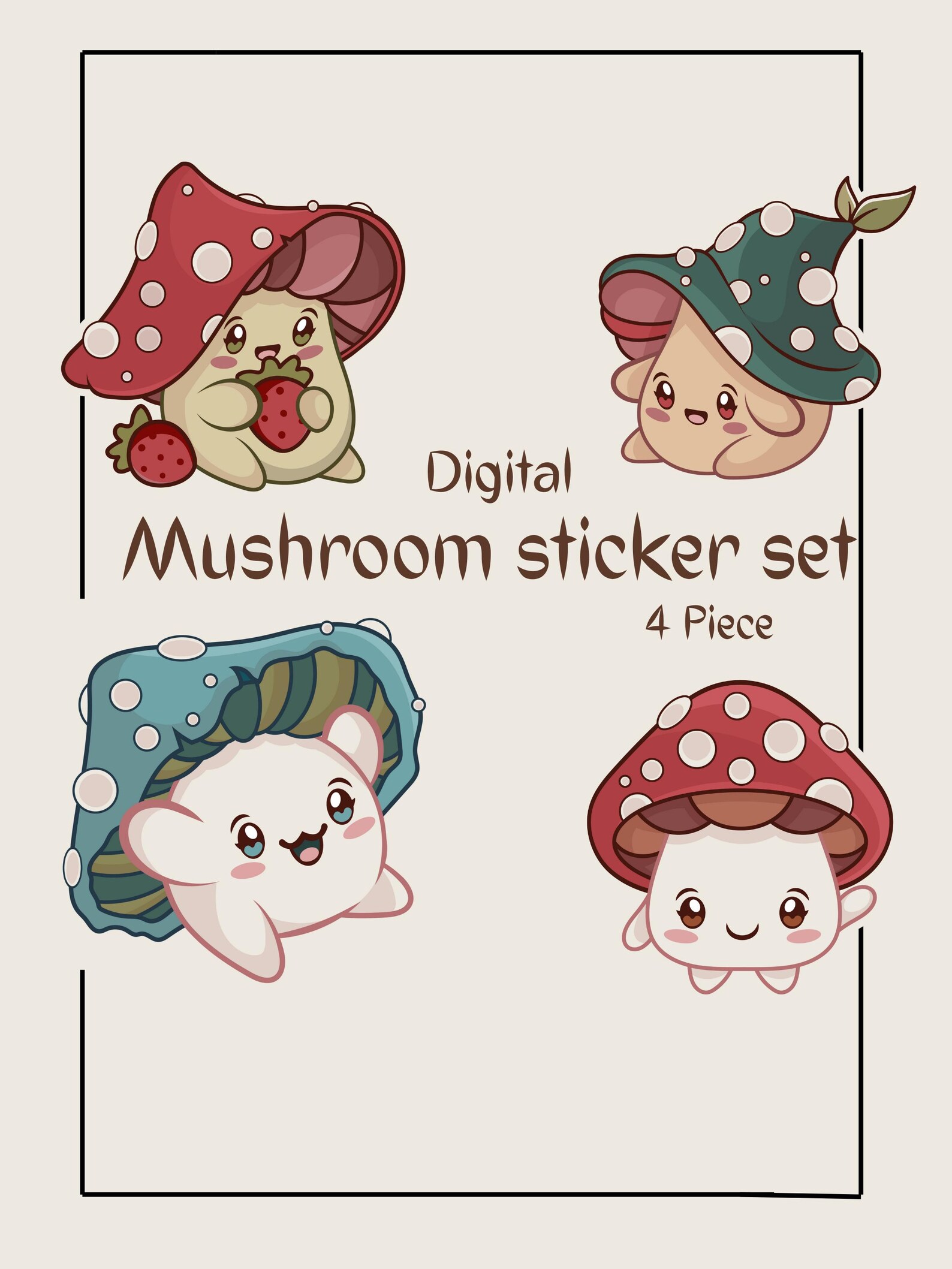 Cottagecore Mushroom Sticker Set, Whimsical Clipart (digital Download ...