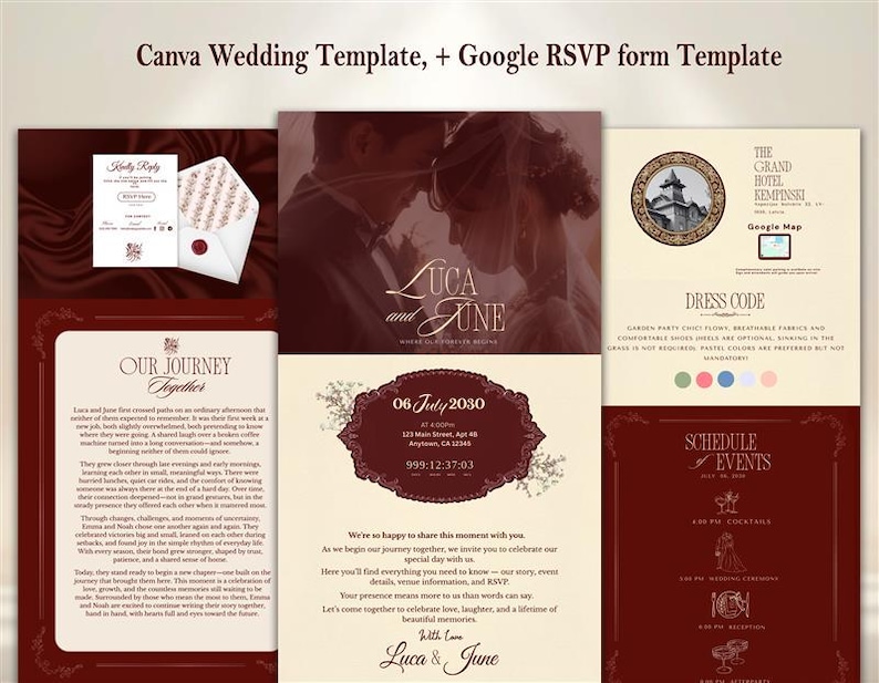 Old Money Wedding Website Template | Elegant Canva Web Invitation ...