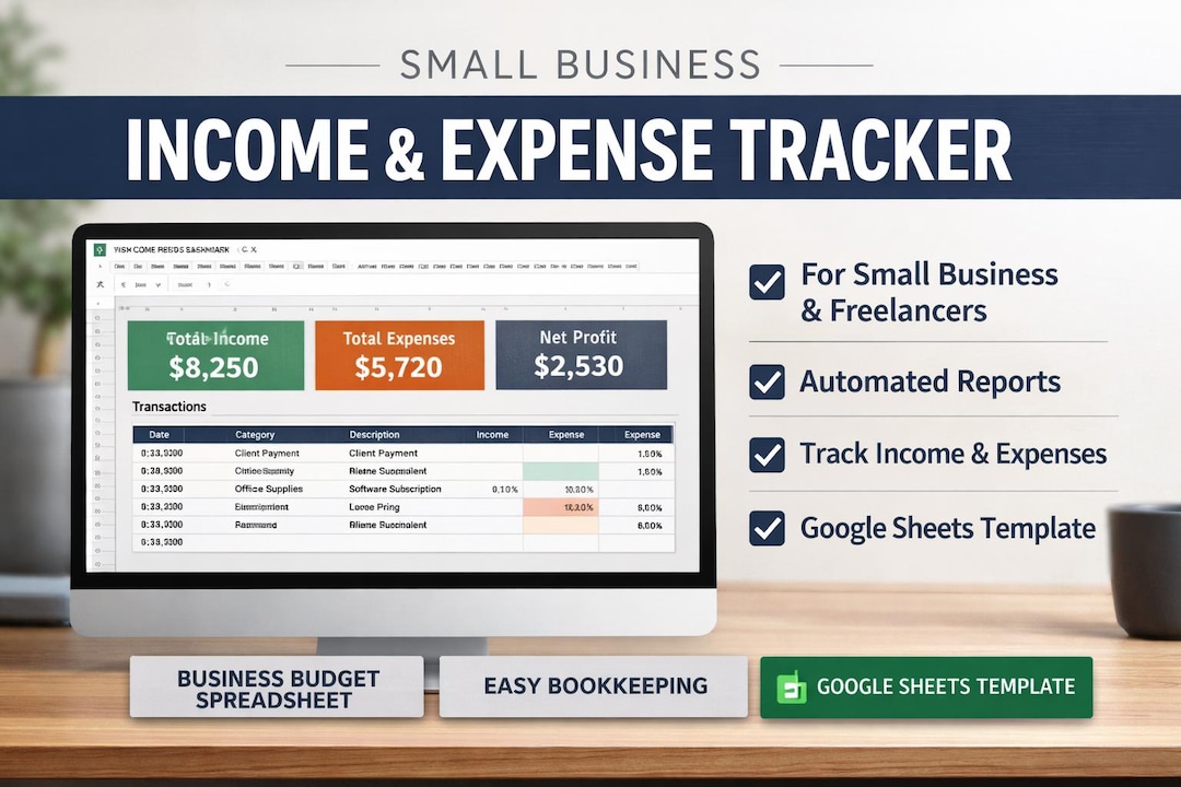 Small Business Income & Expense Tracker | Business Budget Spreadsheet ...