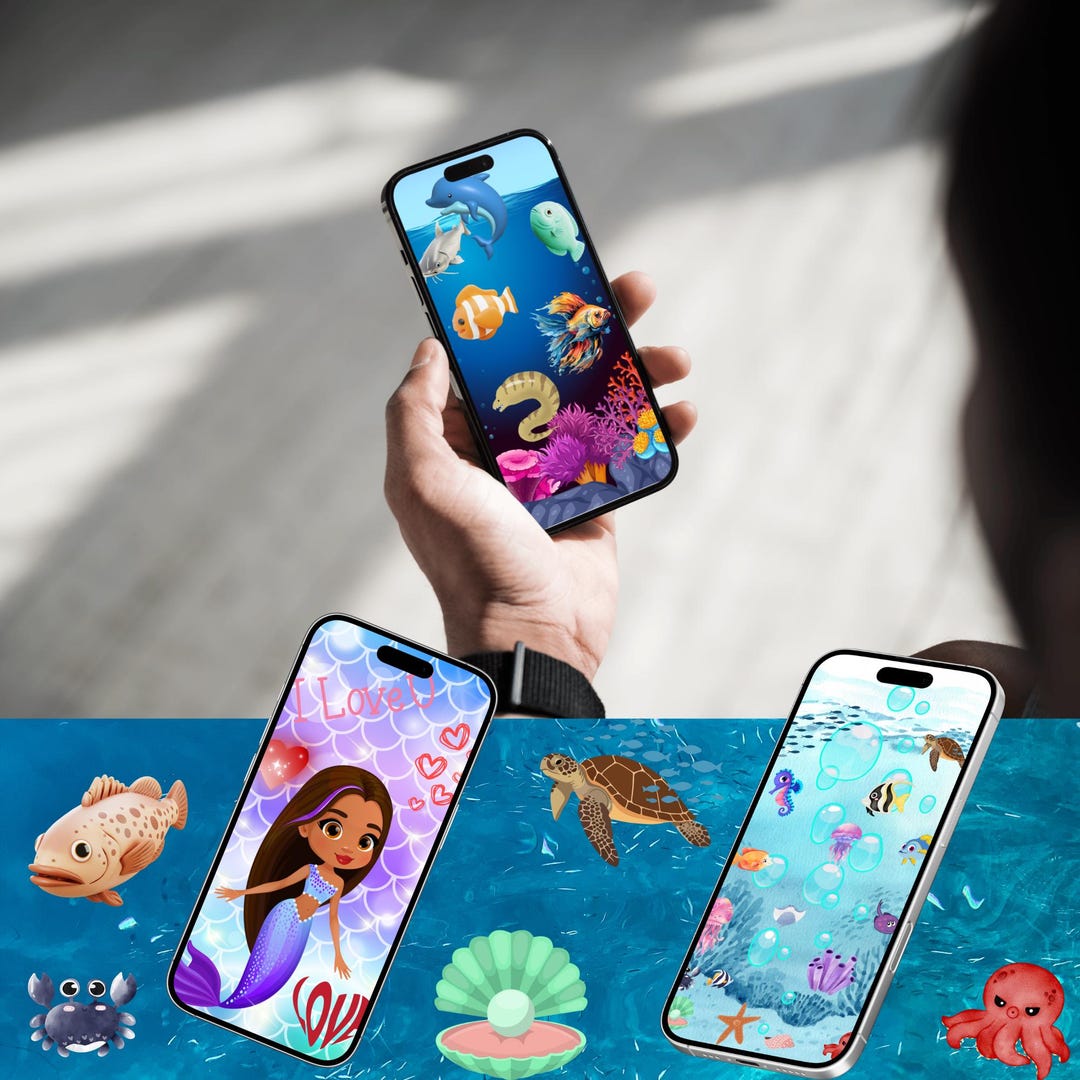 Cute Underwater Ocean Wallpaper Set for Kids - Phone Backgrounds ...