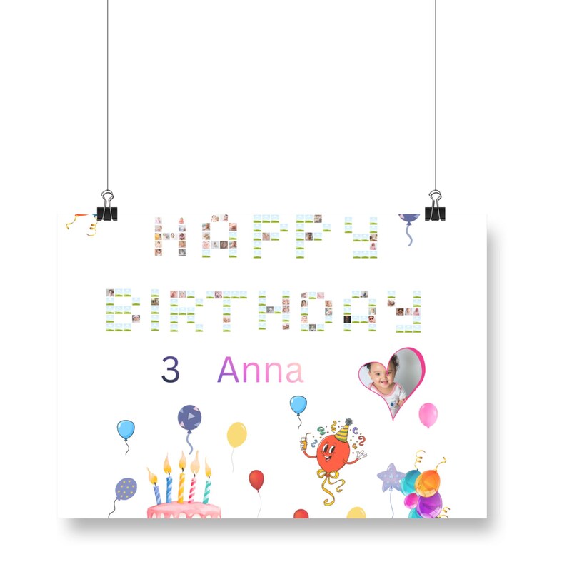 Editable Happy Birthday Photo Collage Template Canva - Personalized ...