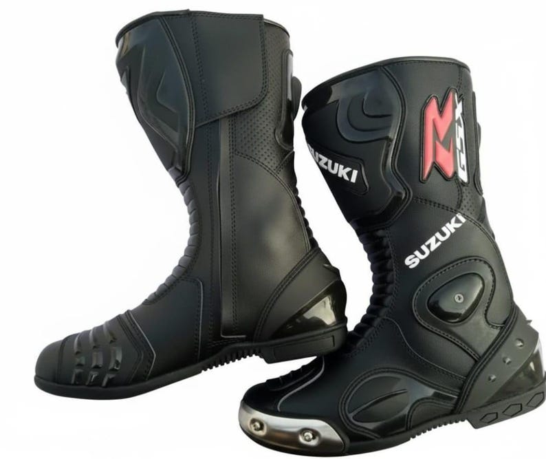 Suzuki GSX Racing Motorcycle Boots - Leather Biker Footwear - Etsy