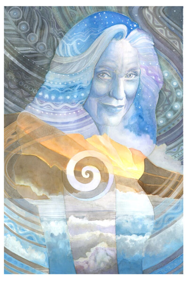 Crone Goddess Art Double Exposure Style Watercolor Art | Etsy