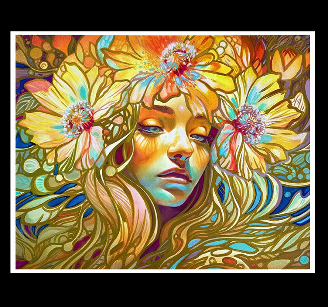 Retro Psychedelia: Blonde Goddess Art Nouveau 1960s - Etsy