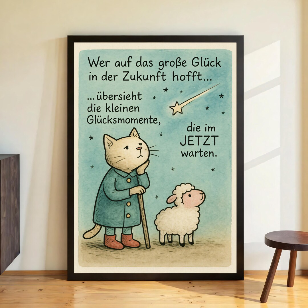 Mindfulness Cats Poster – Inspirational Quote Art, Happiness in the Now ...