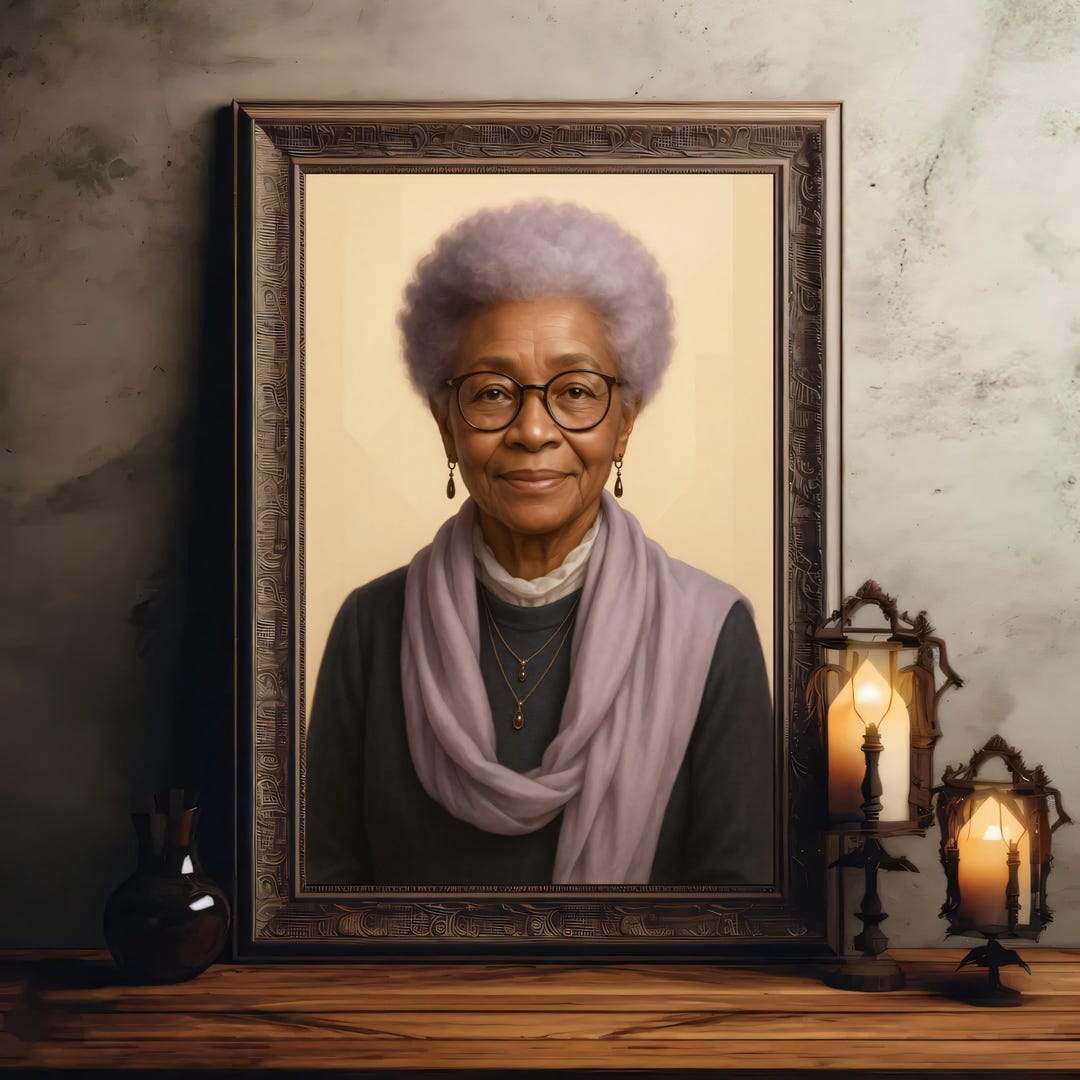 Printable Poster Elegant Older Woman – Vintage Grandma Portrait ...