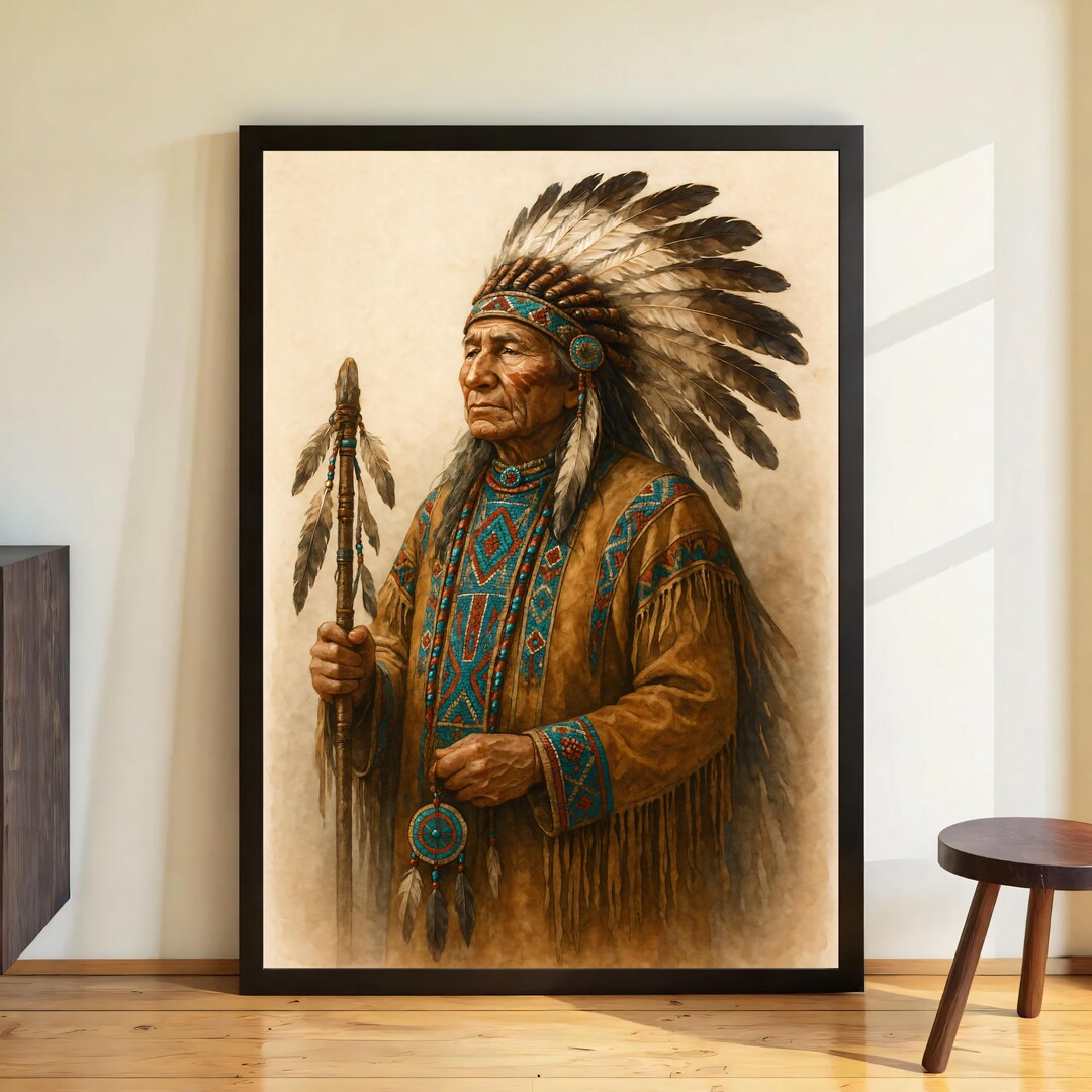 Tribal Elder Poster – Spiritual Tribal Art, Shaman Illustration With ...